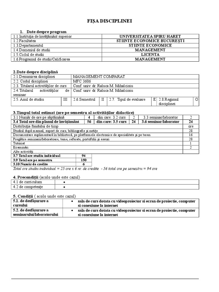 Managementul Comparat | PDF