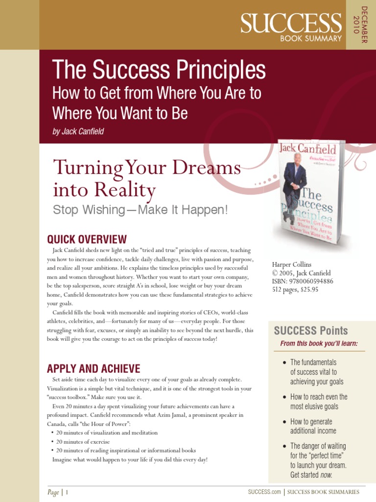 The Success Principles Summary PDF | PDF | Motivation | Motivational