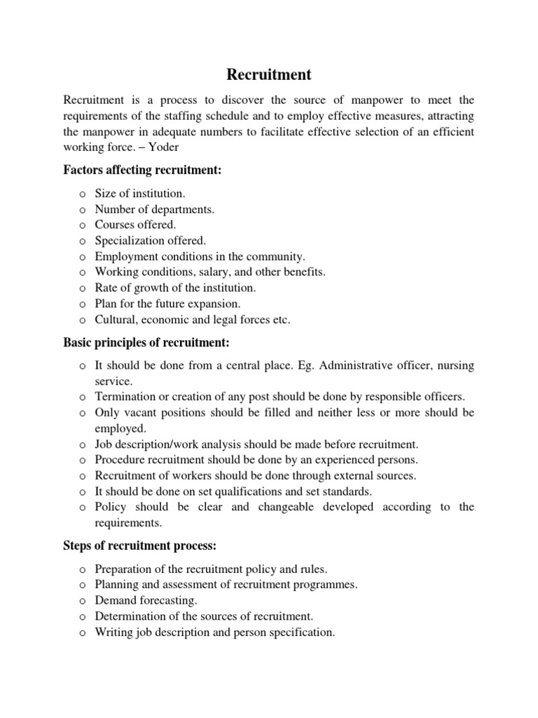 Factors Affecting Recruitment | PDF