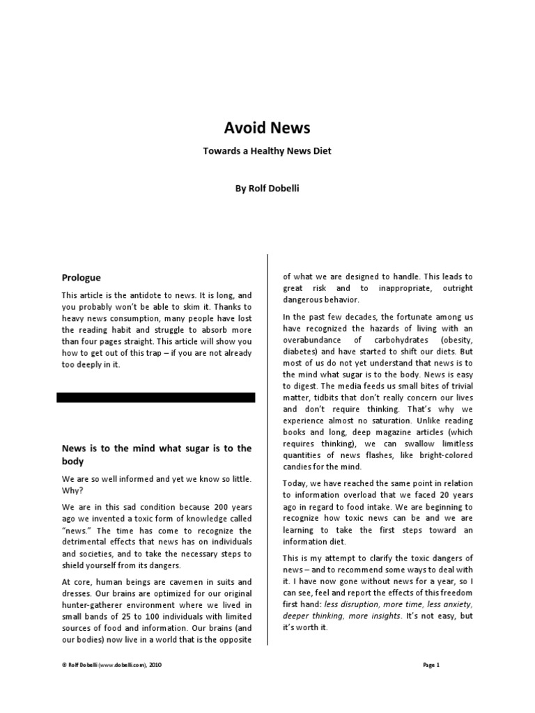 Avoid News Part1 TEXT PDF | PDF | Bias | Brain