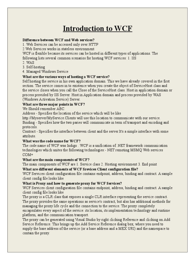 Introduction To WCF | Download Free PDF | Windows Communication ...