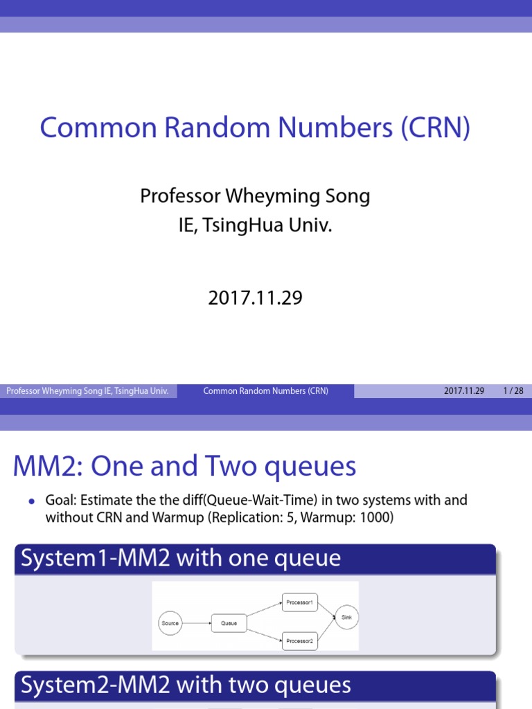 Common Random Numbers (CRN) : Professor Wheyming Song Ie, Tsinghua Univ ...