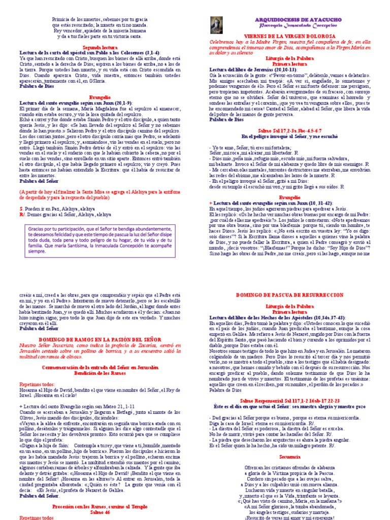 Folleto de Lecturas de La Semana Santa | PDF | La resurrección de Jesús ...