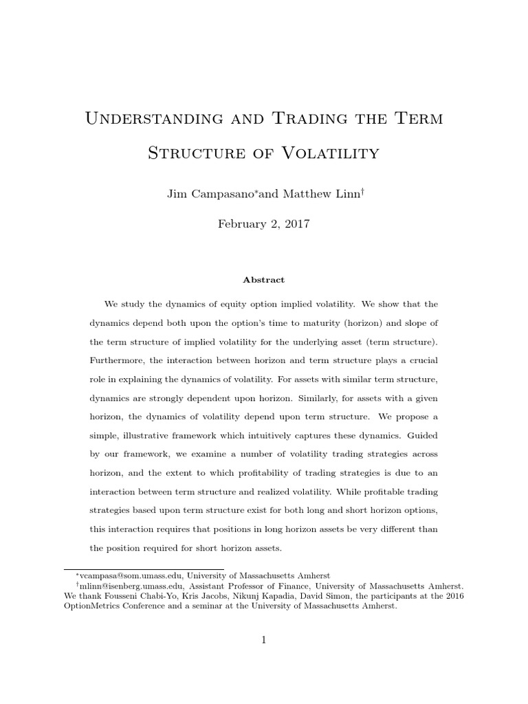 Understanding and Trading The Term Structure of Volatility: Jim ...