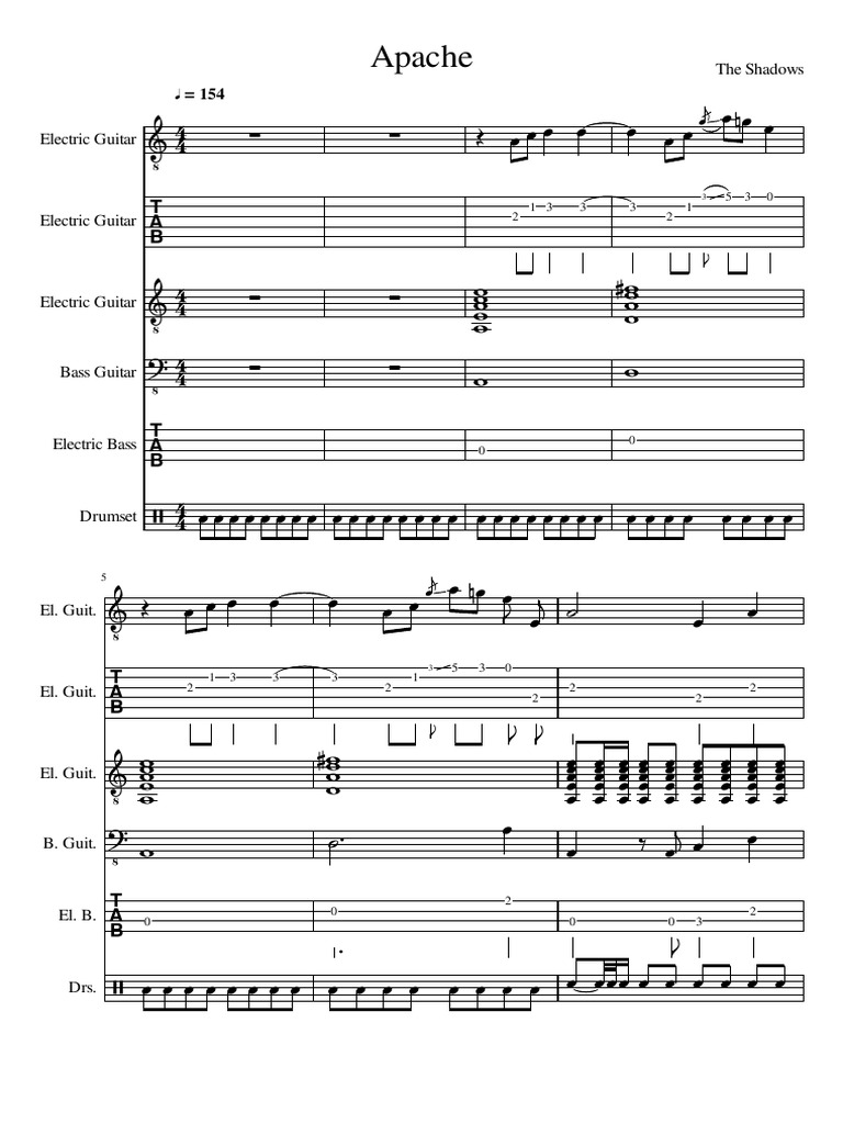 Apache (The Shadow)-Partitura_e_Parti.pdf | Performing Arts | Music ...