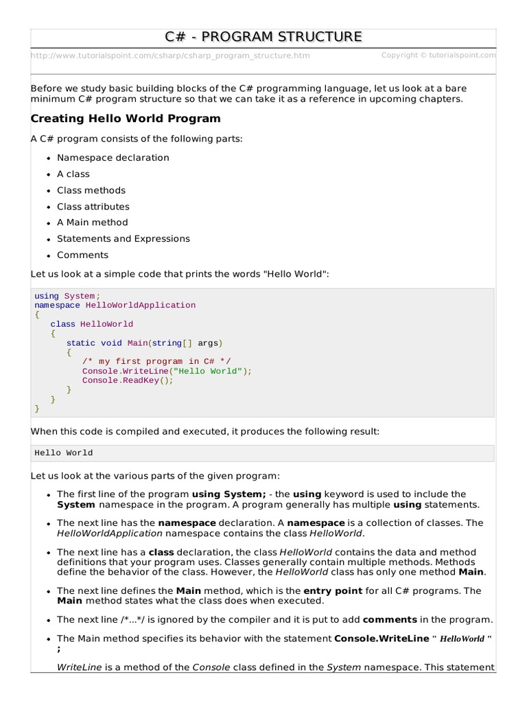 Csharpprogramstructure4pdf C Sharp Programming Language Command Line Interface Free 