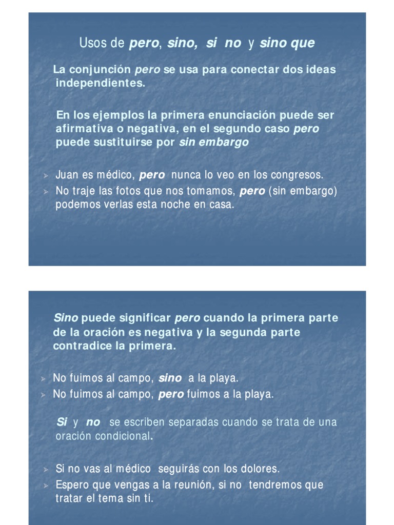 Usos de Pero Sino Sino Que | PDF | Sintaxis | Lingüística