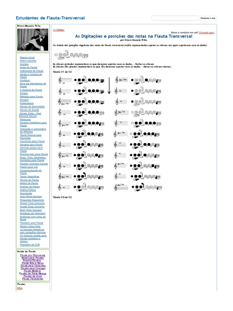 Notas Flauta Transversal | Flauta | Música Clássica