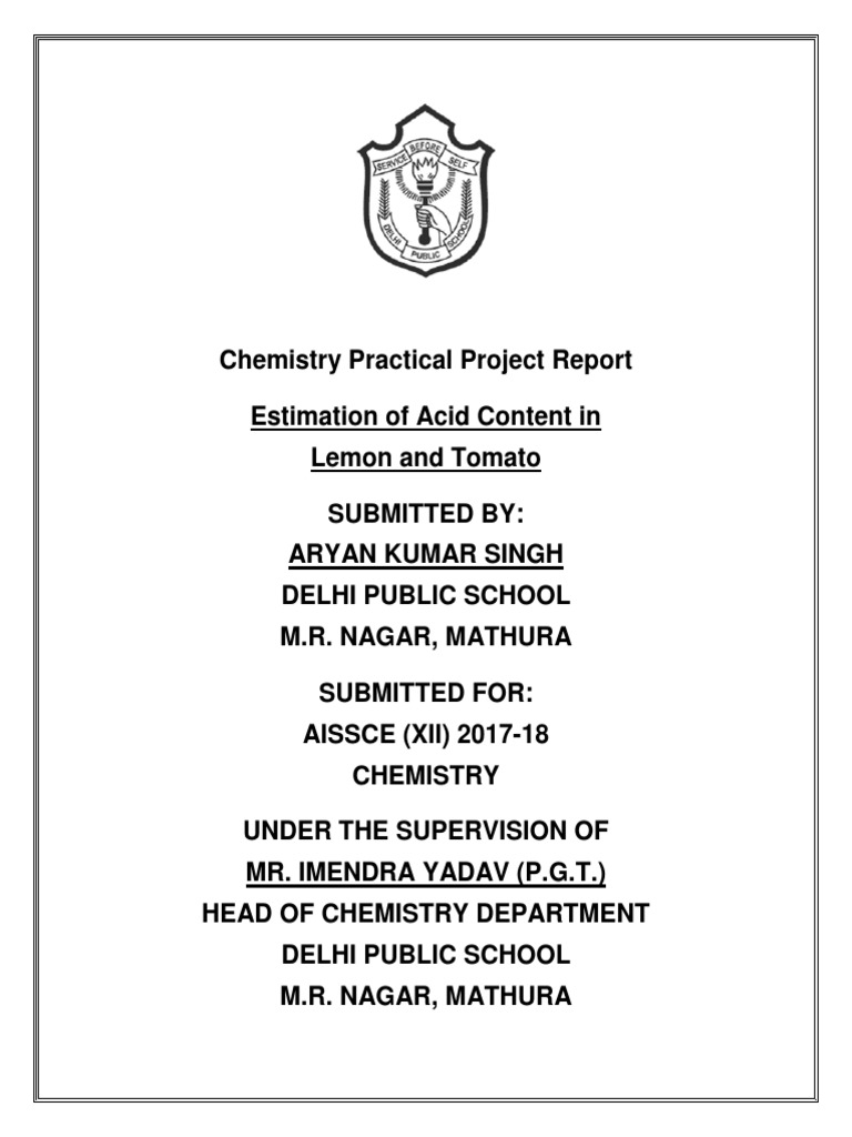 Chemistry Practical Project Report | PDF | Juice | Diet & Nutrition
