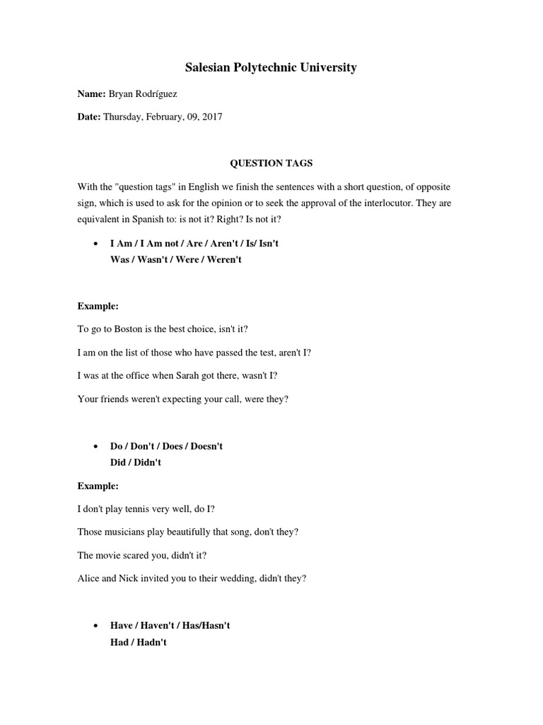 Salesian Polytechnic University: Name: Bryan Rodríguez Date | PDF ...