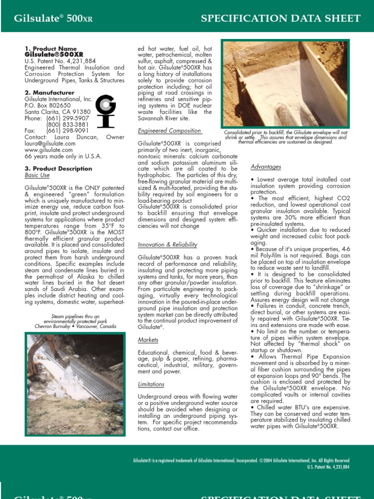 Underground Insulation Specification Data Sheet | Download Free PDF ...