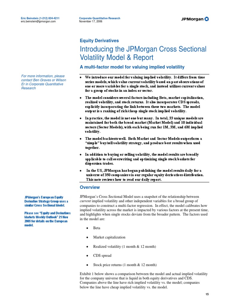 (JP Morgan) Introducing The JPMorgan Cross Sectional Volatility Model ...