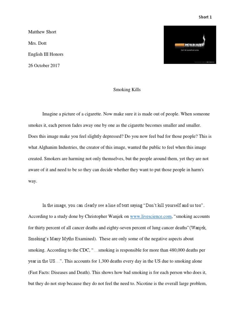 Visual Rhetoric Essay Final Draft | PDF | Tobacco Smoking | Addiction