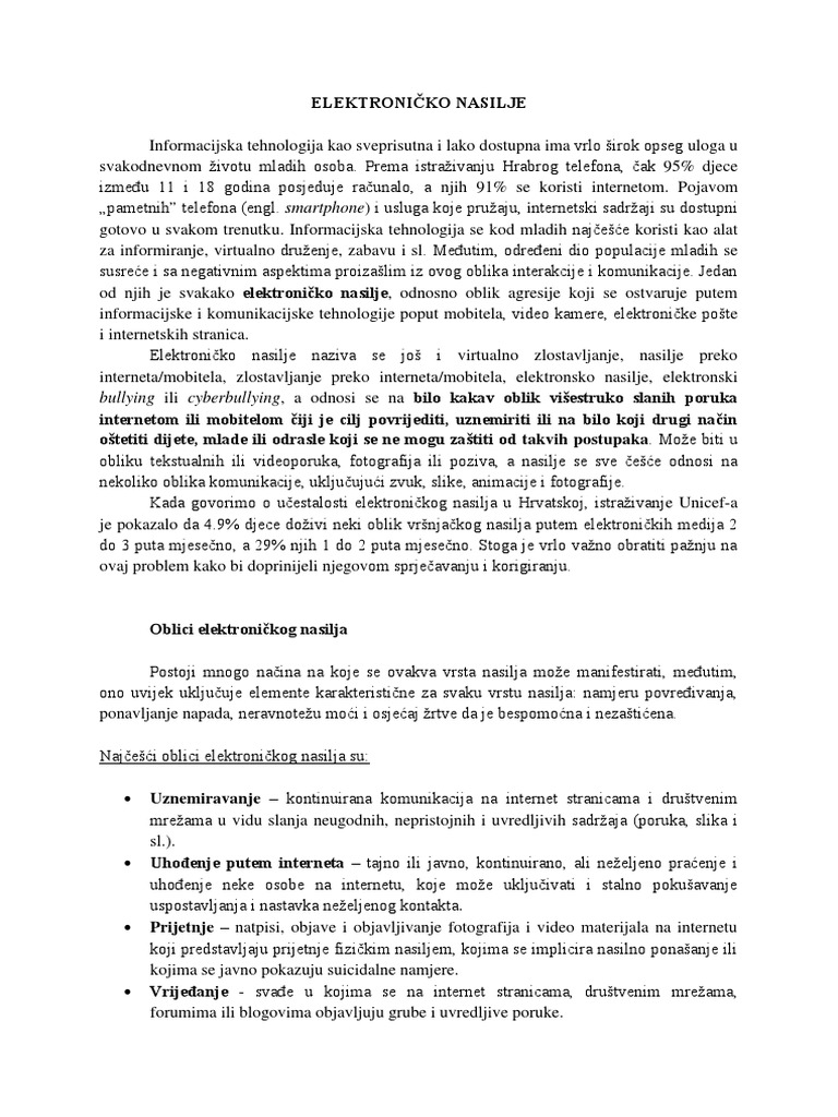 Elektronicko Nasilje | PDF