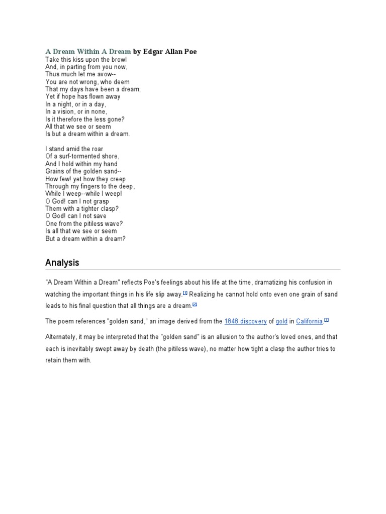 A Dream Within A Dream | PDF