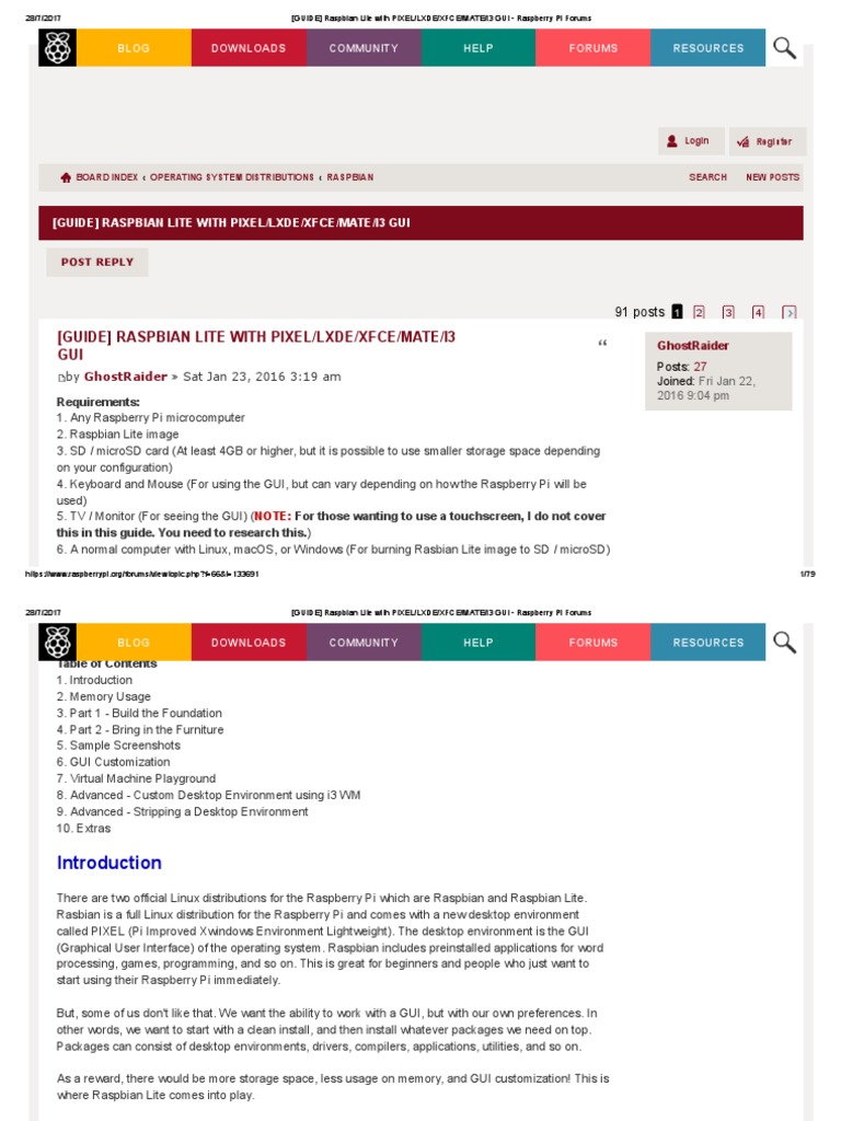 (Guide) Raspbian Lite With Pixel - Lxde - Xfce - Mate - I3 Gui - Raspberry Pi Forums | PDF ...