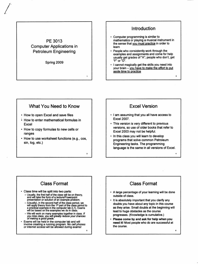 PE3013 Computer Applications in Petroleum Engineering Slides PDF | PDF