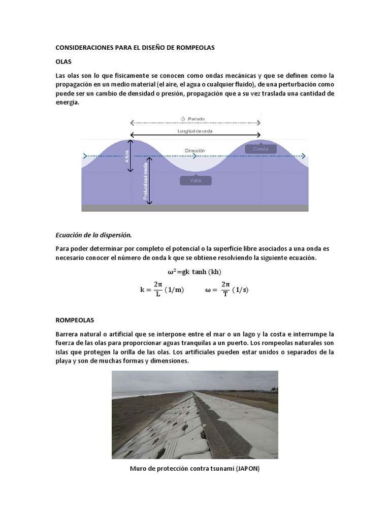 Diseño de Rompeolas | PDF | Olas | Reflexión (Física)