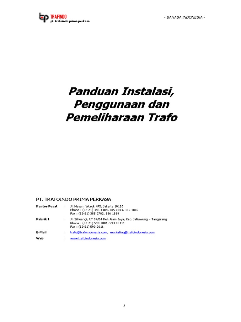 Transformer Manual Trafoindo 2015 | PDF