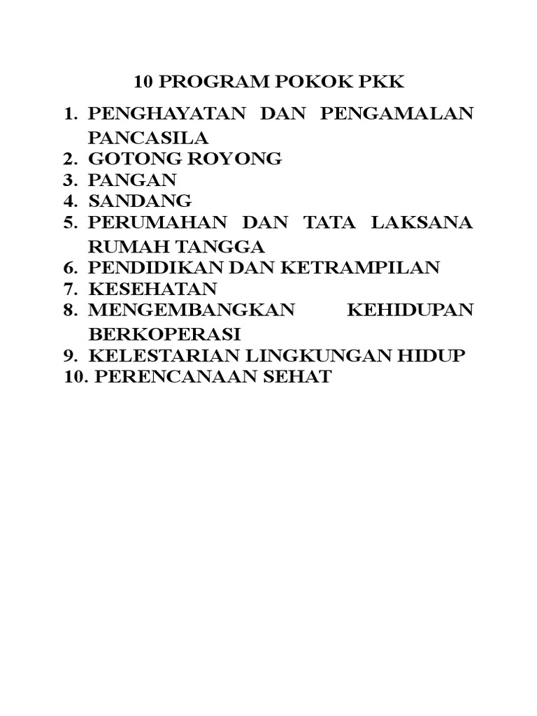 10 Program Pokok PKK | PDF