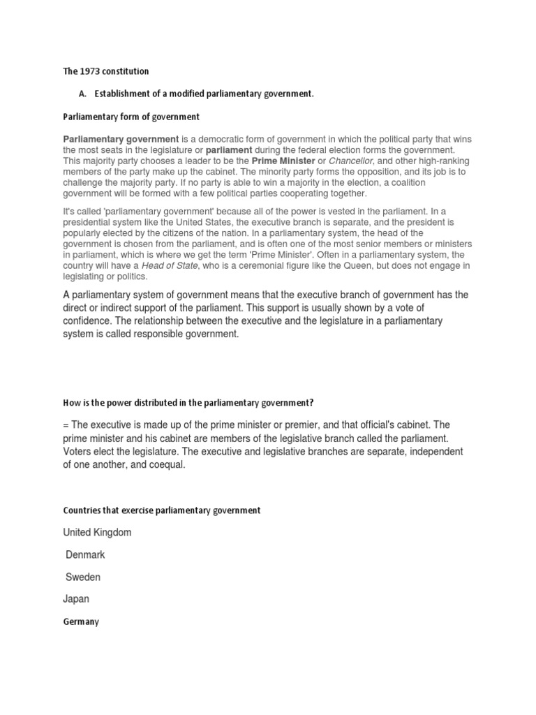 1973 Constitution | PDF | Parliamentary System | World Politics