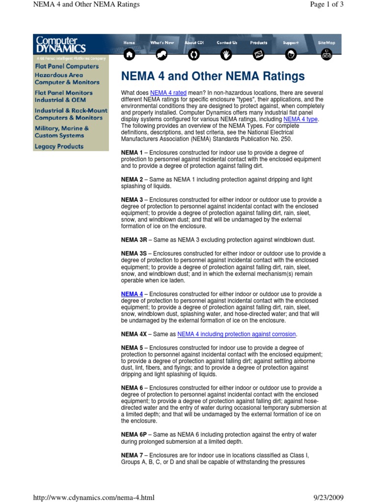 NEMA 4 and Other NEMA Ratings | Download Free PDF | Dust | Explosion