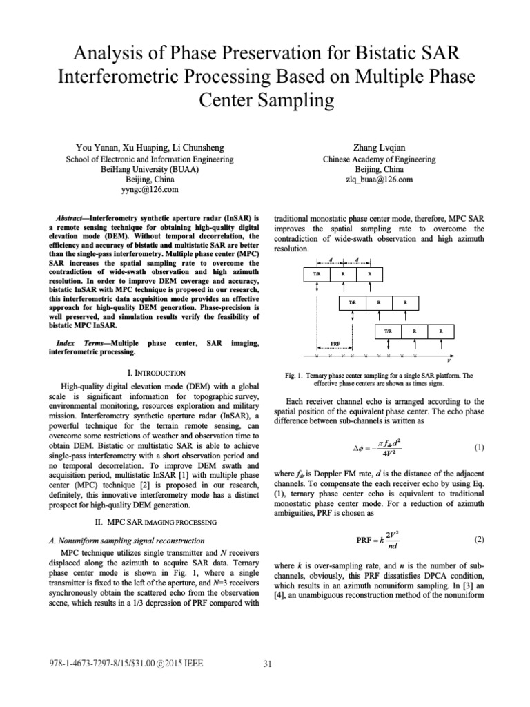 Analysis of Phase Preservation For Bistatic SAR Interferometric Processing Based On Multiple ...
