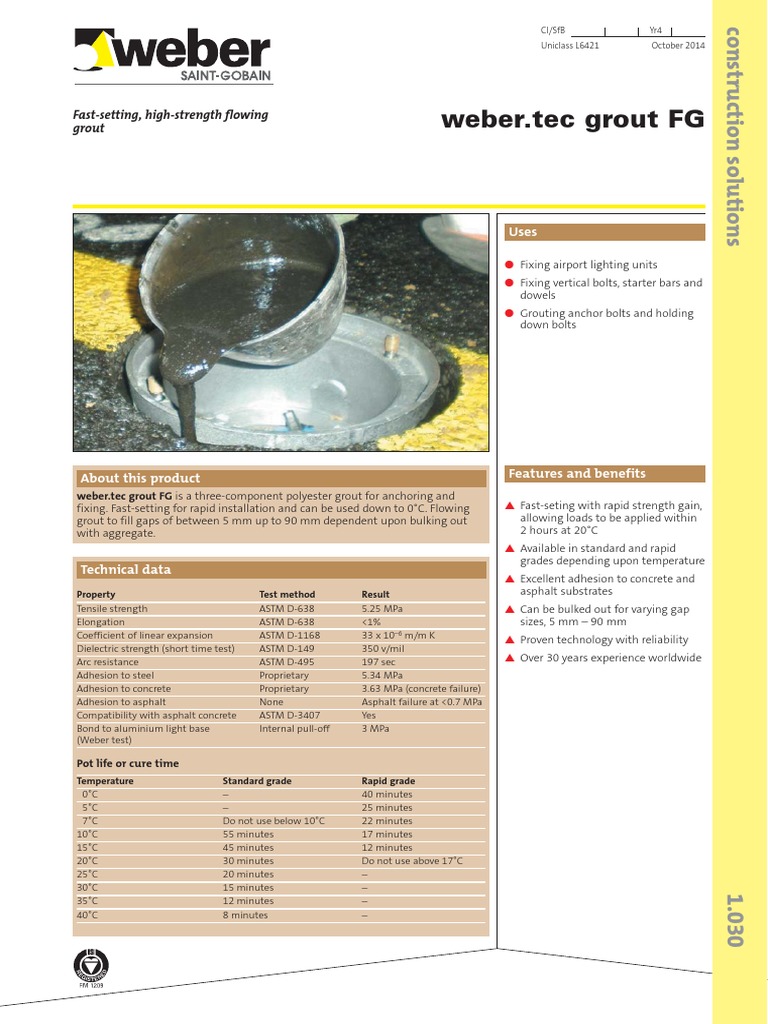 01.030 Weber - Tec Grout FG 01 | PDF | Shelf Life | Concrete