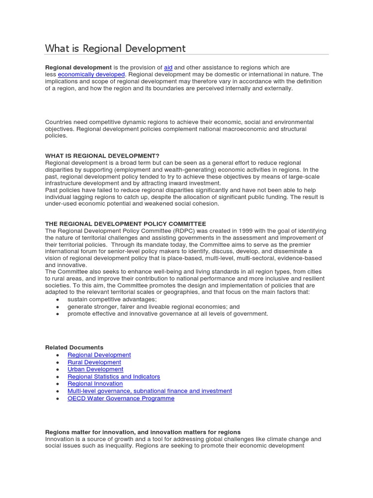 What Is Regional Development | PDF | Sustainability | Innovation