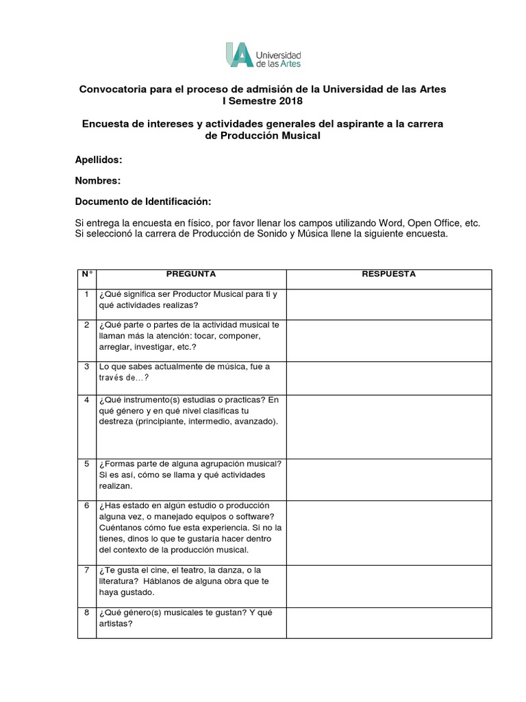 Producción - Encuesta de Intereses y Actividades Generales Producción ...