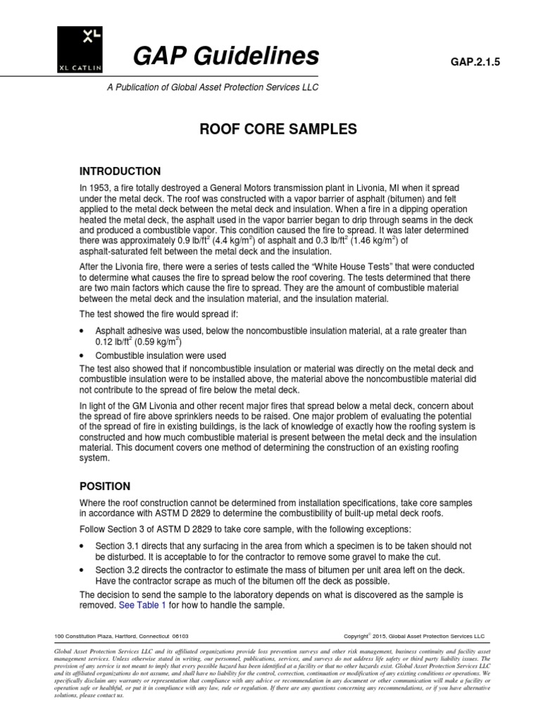 GAP Guidelines: Roof Core Samples | PDF | Building Insulation | Risk ...