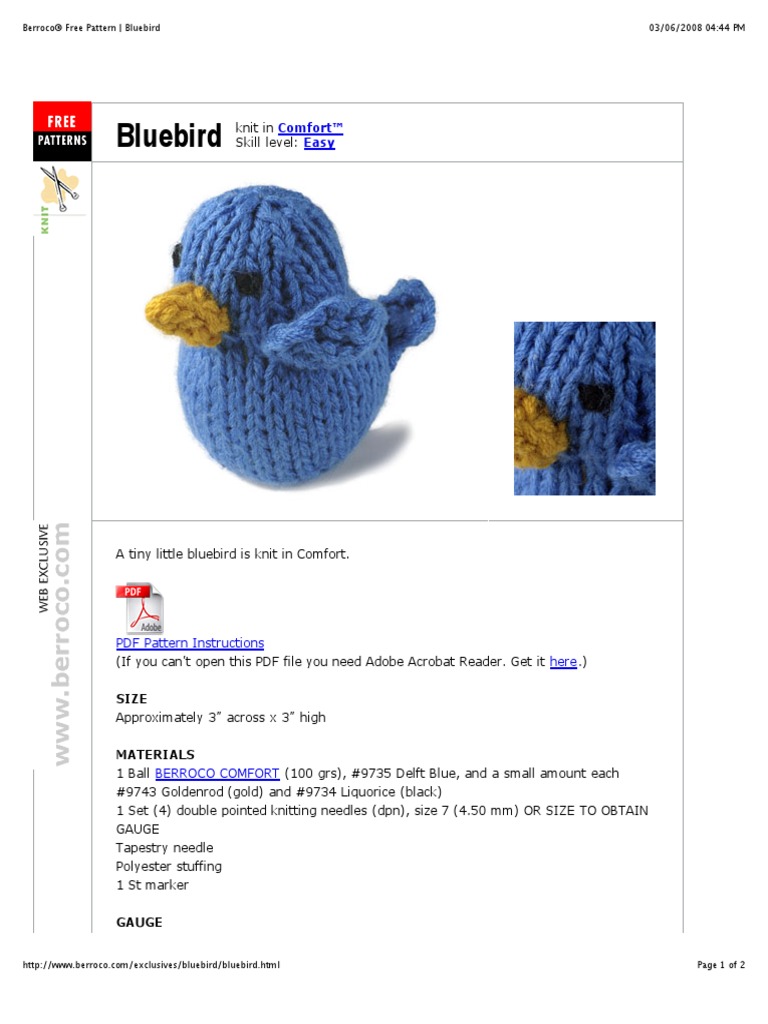 Bluebird PDF | PDF | Knitting | Yarn