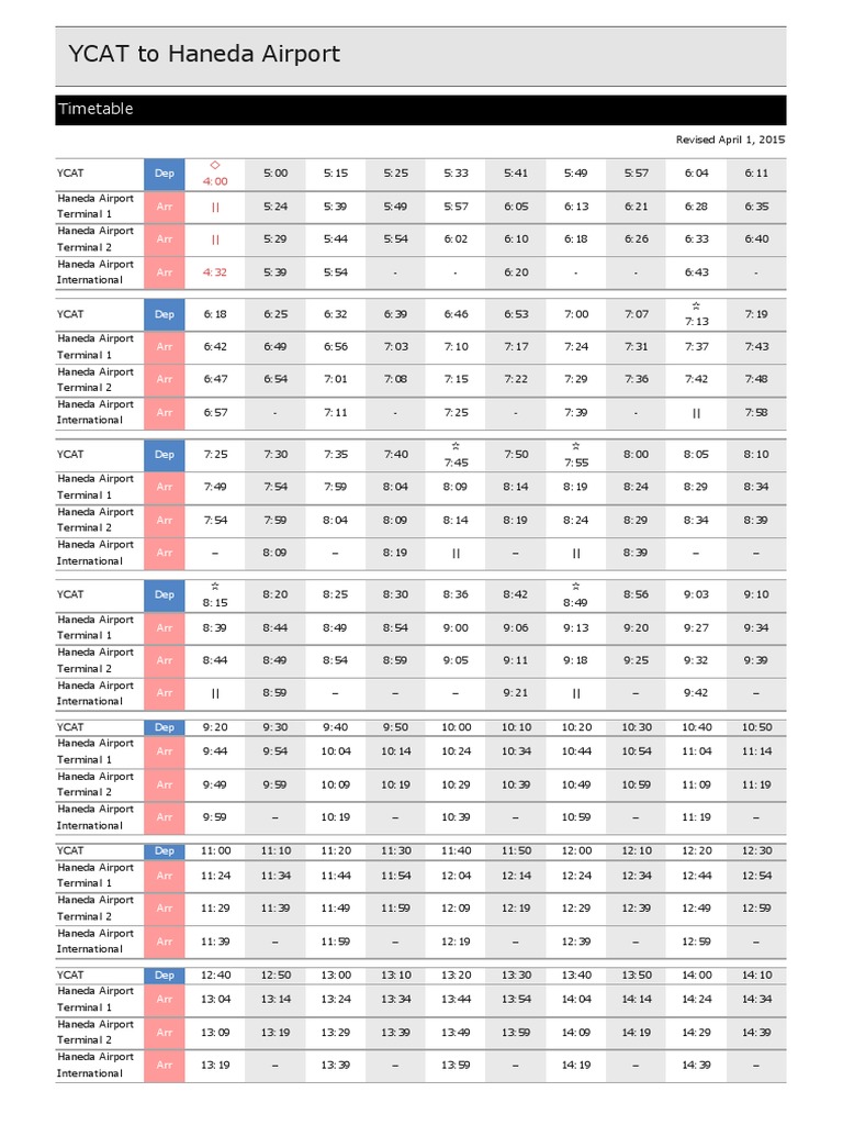 Bus Schedule From Haneda Airport To Yokohama | PDF | Bus Transport ...