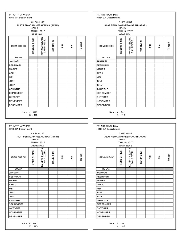 Checklist Apar | PDF