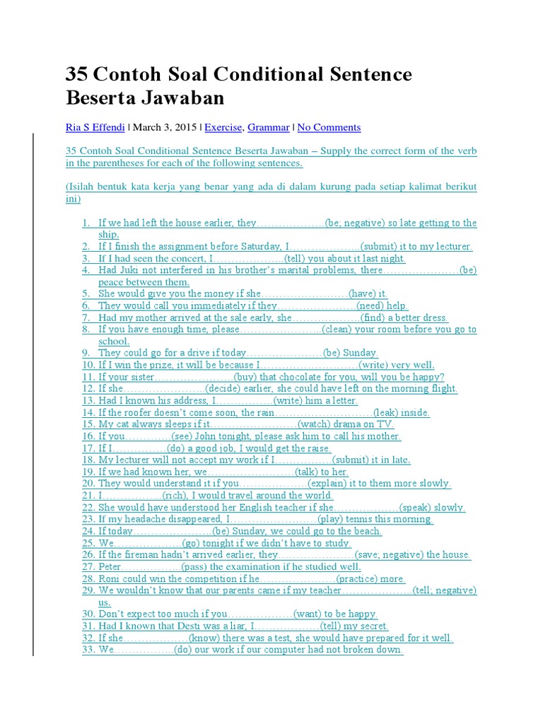 35 Contoh Soal Conditional Sentence Beserta Jawaba1 | PDF
