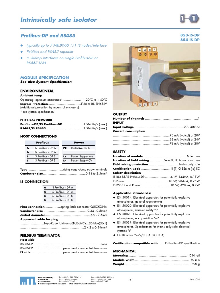 MTL8000 1-1 IS Isol PDF | PDF | Electrical Connector | Electrical Wiring