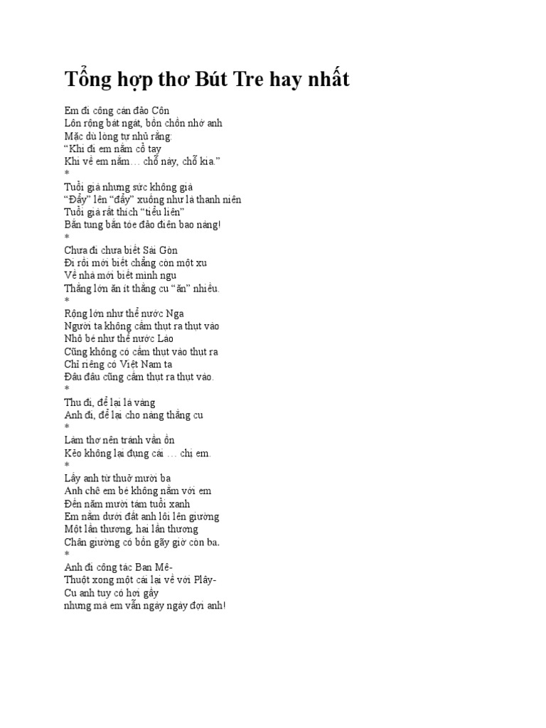 Tổng Hợp Thơ Bút Tre Hay Nhất | PDF