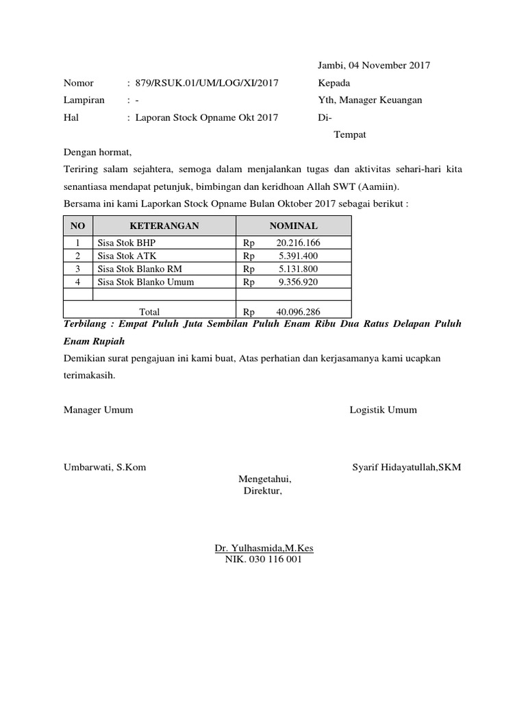 Laporan Stock Opname Pdf