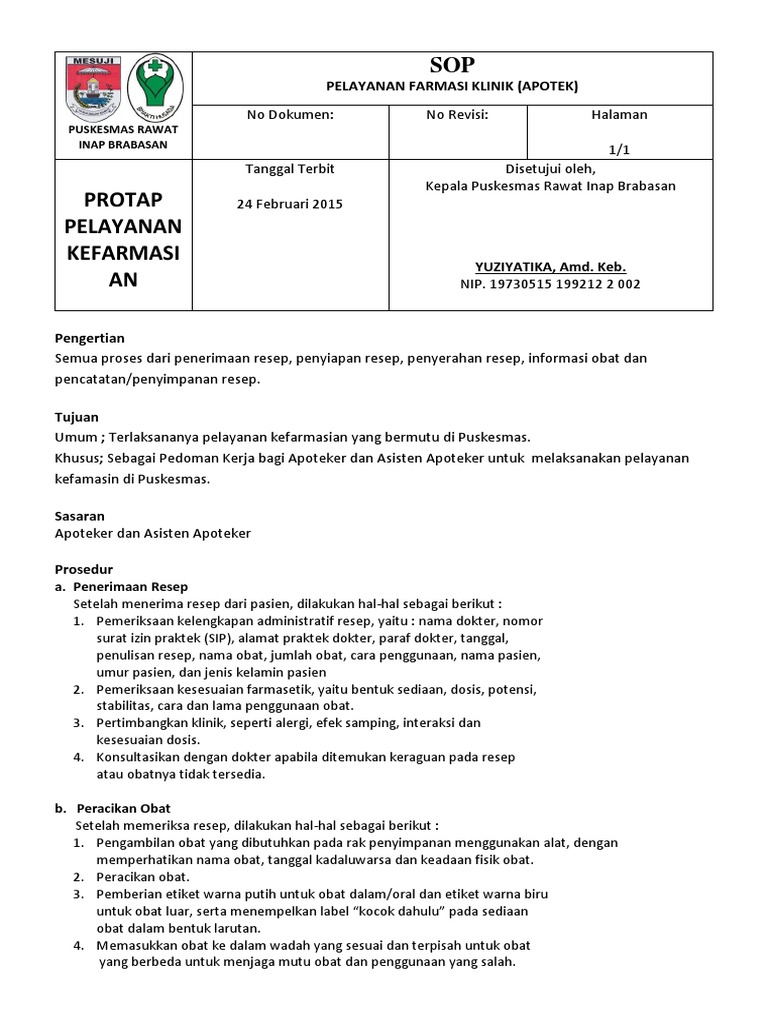 Sop Apotek | PDF