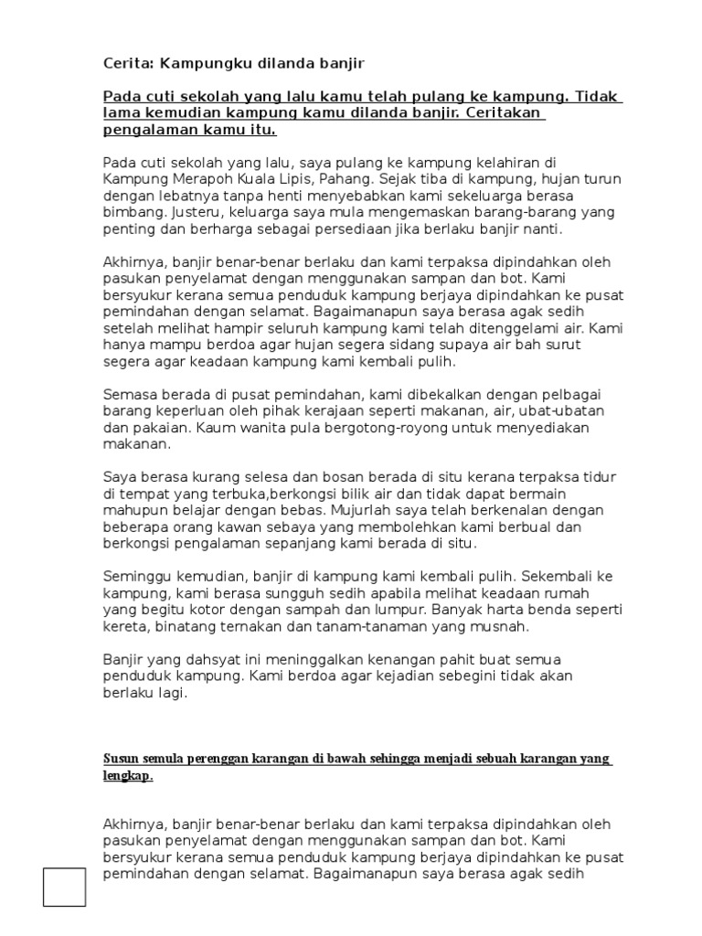 Karangan: Pengalaman Banjir | PDF