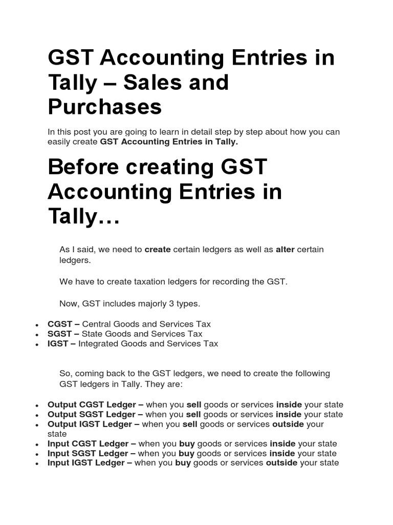 GST Accounting Entries in Tally | PDF | Value Added Tax | Voucher