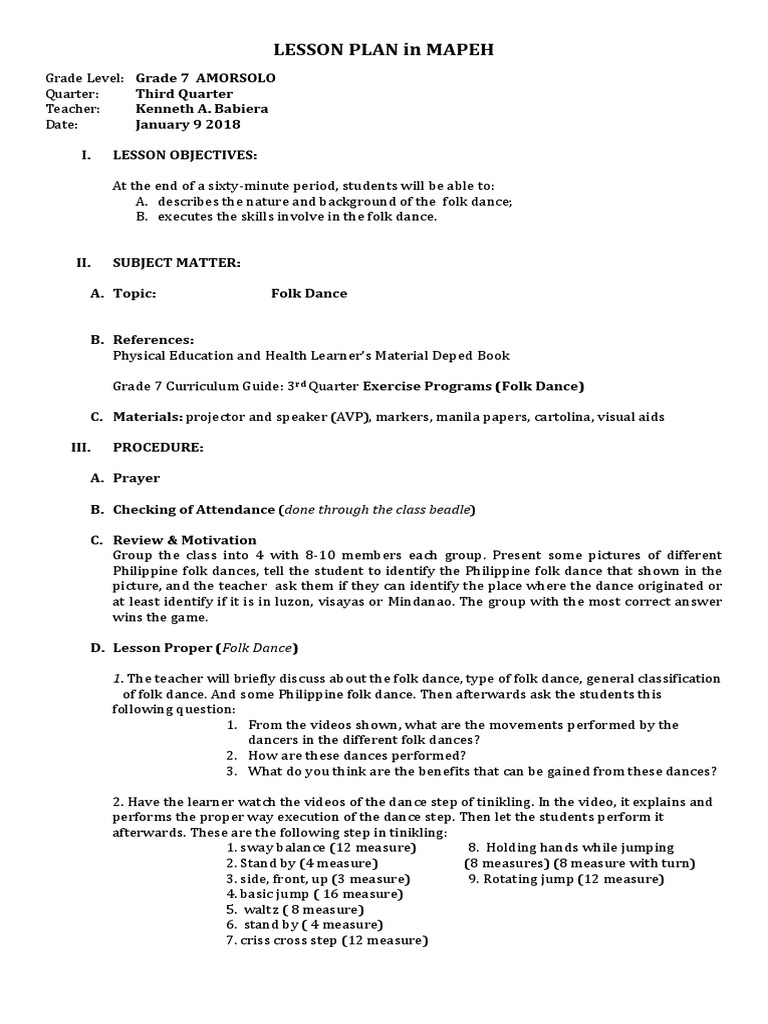 Teaching Tinikling Folk Dance: A Lesson Plan on Philippine Culture and ...