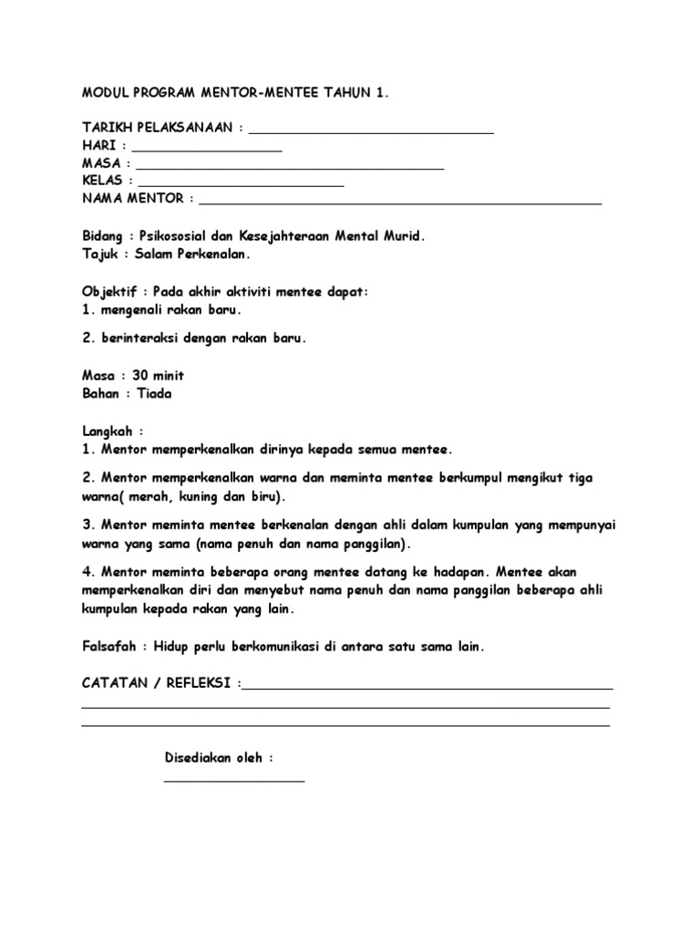 Modul Mentor-Mentee Tahun 1 | PDF | Karier & Perkembangan