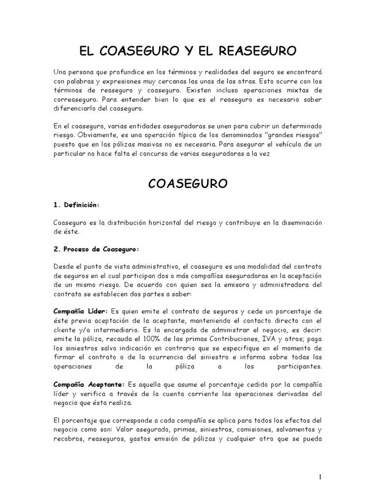 Coaseguro y Reaseguro 2017 PDF | PDF | Reaseguro | Seguro