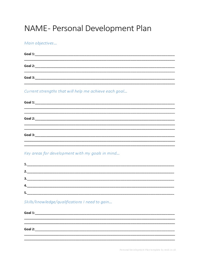 Personal Growth Plan Template | PDF | Personal Development | Quality Of ...