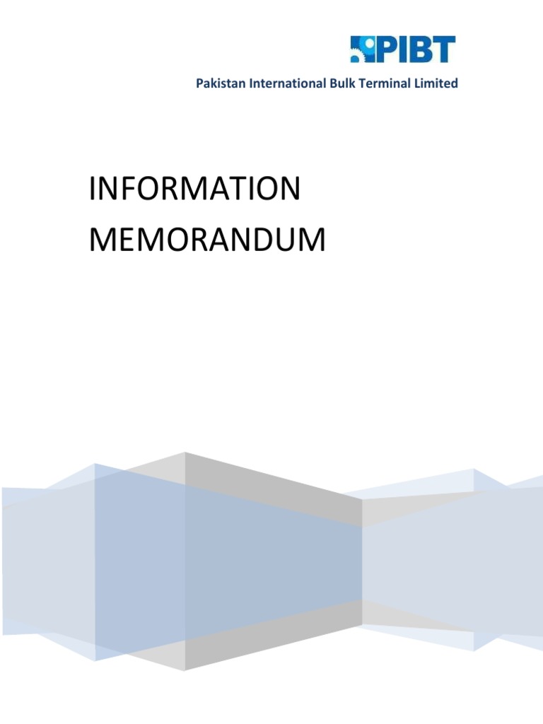 PIBT Information Memorandum PDF | PDF | Pakistan | Stocks