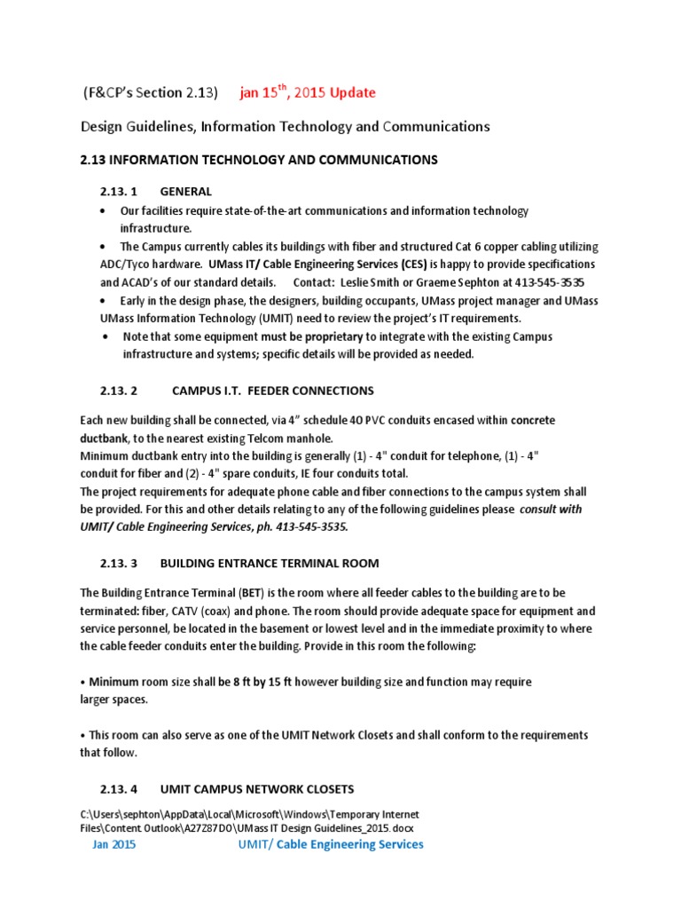 (F&CP's Section 2.13) Design Guidelines, Information Technology and ...