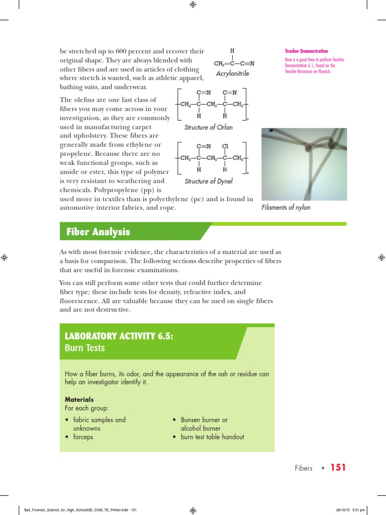 Forensics Activity 6.5 | PDF | Polymers | Textiles