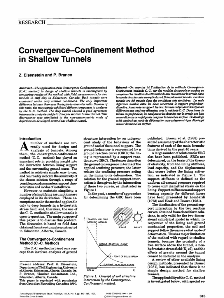 Convergence Confinement Method in Shallow Tunnels | PDF | Tunnel ...
