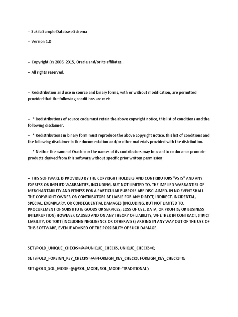 Mysql Sakila Schema Pdf Data Information Retrieval